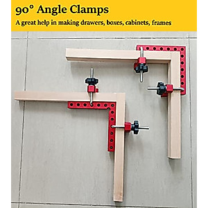 Domybear 90 Degree Positioning Squares Right Angle Clamps for Woodworking Aluminium Corner Clamp Carpenter Clamping Tool for Picture Frame Box Cabinets Drawers 4 Pack 5.5"*5.5"