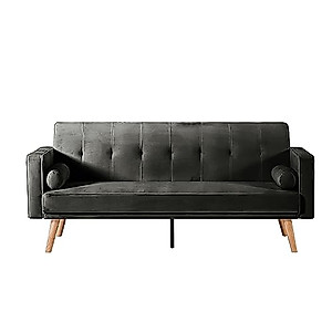 Eafurn Convertible Sofa Bed, Adjustable Modern Futon Couch-Breathable Fabric Folding Lounge Loveseat Reversible Daybed Easy to Clean-Ideal for Bedroom, 72", Grey