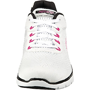 Skechers Flex Appeal 3.0 - Steady Womens Sneaker, White/Black/Hot Pink, 7.5