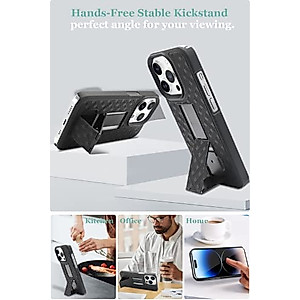 Fingic Compatible with iPhone 14 Pro Max 5G Holster Case Combo Shell Slim Rugged Case with Kickstand Swivel Belt Clip Holster Shockproof Cover for iPhone 14 Pro Max 5G (6.7 inch) 2022, Black