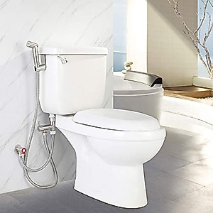 Bidet Sprayer for Toilet,Pressure Adjust Bidet Wand, Double Shut-Off Brass Valve Brushed Nickel