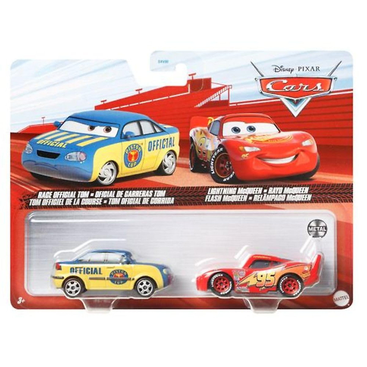 Disney and Pixar Cars 3, Race Official Tom & Lightning McQueen 2-Pack, 1:55 Scale Die-Cast Fan Favorite Character Vehicles for Racing and Storytelling Fun, Gift for Kids Age 3 and Older