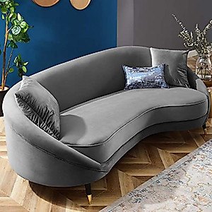 Modway Echo Curved Back Performance Velvet Sofa in Gray