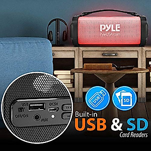 Pyle Wireless Portable Bluetooth Boombox Speaker - 300 Watt Rechargeable Boom Box Speaker Portable Music Barrel Loud Stereo System with AUX Input, MP3/USB Port, Fm Radio, 2.5" Tweeter - Pyle PBMSPRG4