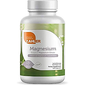 Zahler - Magnesium Supplement Capsules 200 mg (120 Count) Certified Kosher Bioactive Magnesium Citrate for Max Absorption - Natural Magnesium Mineral for Men & Women - Best Magnesium Supplements