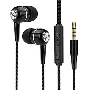 Gaweb Earphones, S12 Universal 3.5mm Earbud Wired Earbuds with Mic for Phone - Black with Mic