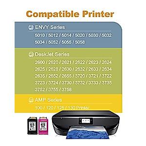 Prinkton Remanufactured Ink Cartridges Replacement for HP 65 XL 65XL 65XXL 65 XXL Combo Pack for Envy 5055 5052 5010 DeskJet 3755 2600 3752 2652 AMP 100 Printer (1 Black 1 Tri-Color)