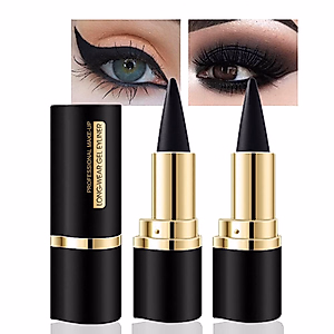 evpct 2Pcs Black Gel Eyeliner Pencils Eye Black Face Paint Stick Lipstick Halloween Makeup Set Waterproof Smudge Proof Liquid Eyeliner Pen Crayon Smokey Eye Liners delineador de ojos contra el agua