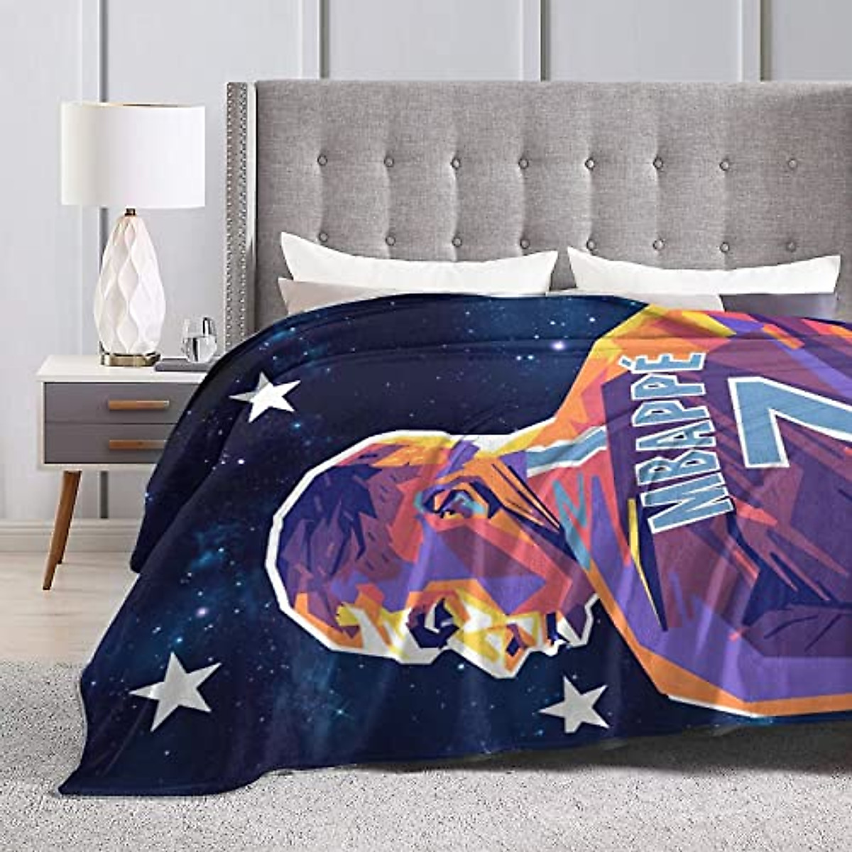 Custom World Football #7 Mbappe Ultra-Soft Fleece Blankets for Bedroom Living Room Sofa Bed Outdoor, 50"x40"