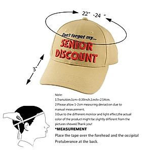 Eakanh Birthday Baseball Cap, Don't Forget My Senior Discount Hat for Dad Grandpa Elders Father's Grandparents Beige