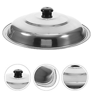 Stainless Steel Wok Lid 14 Inch Skillet Lid Round Dome Lid Microwave Lid Universal Pan Lid Stainless Steel Pan Lid 14 Inch Pan Lid Kitchen Pot Lid Pot Covers for Cooking Pan Cover