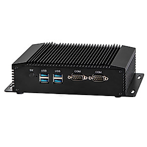 HUNSN Industrial Embedded PC, Fanless Mini Computer, IPC, Celeron 2955U 2957U, Windows 11 / Linux Ubuntu, IM08, VGA, HDMI, 2 x LAN, 2 x COM RS232, 4 x USB3.0, 8G RAM, 64G SSD