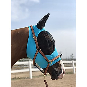 TGW RIDING Horse Fly Mask Super Comfort Horse Fly Mask Elasticity Fly Mask with Ears We Only Make Products That Horses Like (Pacific Blue, L)