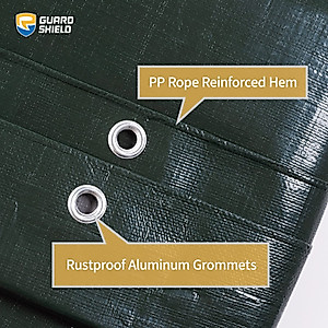 GUARD SHIELD Super Heavy Duty Green/Silver Poly Tarp Cover 10x12 Feet Waterproof 16mil Thick UV and Tear Resistant Tarpaulin with Grommets and Reinforced Edges