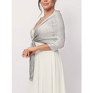 EASEDAILY Women's Shawls and Wraps for Evening Dresses Sparkling Wedding Scarf Fringe Bridal Capelet for Bride and Bridesmaid