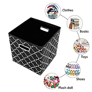 Yunkeeper 11 Inch Cube Storage Bins , Fabric Cube Organizer Bins with Handle, Foldable Cube Bins for Cloth or Accessary Storage, 11x11x11 Set of 3 (Black Light)