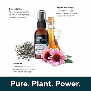 Athletes Foot Spray - Extra Strength - Natural Ingredients Itchy Skin Relief, Ringworm, Jock Itch, Odor | Apple Cider Vinegar Remedy for Men, Women | Marie Originals