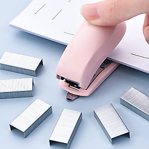 Pink Color Mini Stapler with Staples,Small Cute Stapler for Desk,Gift for Student or Office Use (Pink)
