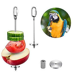 2 Pack Stainless Steel Parrot Fruit Vegetable Stick Holder 12 / 20 cmBird Skewers Foraging Toy Hanging Food Bird Treat Skewerfor Hens Fowl Chickens Cockatoo Cockatiel