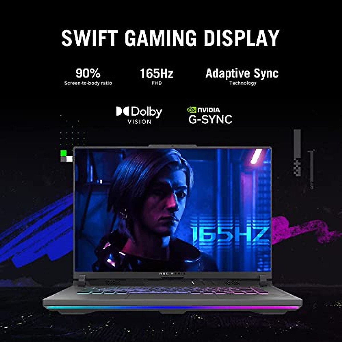 ASUS Laptop Gamer ROG Strix G16 (2023), 16:10 FHD 165 Hz, 13th Gen Intel Core i7-13650HX, GeForce RTX 4060(140W); DDR5 RAM, MUX, Wi-Fi 6E, Windows 11,w/HDMI (32GB RAM | 2TB PCIe SSD)