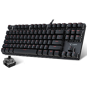 Mechanical Gaming Keyboard, RAPOO V500 Alloy Wired Keyboard with Black Switches for Game Players, Quick Response Gaming Keyboard, Anti-Ghosting Keyboard for Windows Gaming PC/Game Laptop, 87 Keys