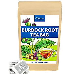 TeeLux Burdock Root Tea Bags, Pure Natural Burdock Root, Caffeine Free, Premium Herbal Tea, 50 Tea Bags