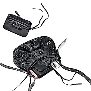 Women Punk Style Rivet Satchels Handbags Pu Leather Shoulder Purse Half Moon Underarm Bags With Coin Purse Hobo Bags (Silver)