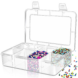 WYOMER 8 Grids Bead Organizers and Storage Box, Plastic Organizer Box with Removable Board Dividers, Box Organizer for Jewelry or Tackle Electronics Small Parts (1)