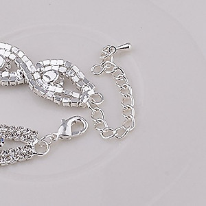 Long Way Women's Silver Plated Rhinestone Bracelets