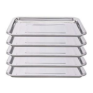 Stainless Steel Tray,5 Pack Stainless Steel Trays 13 1/2" x 10" Dental Body Piercing Instrument Tool Flat for Supplies (5)