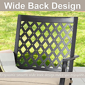 Top Space Outdoor Swivel Chairs Patio Rocker Lounge Chair Metal Bistro Set Club Arm Chair Dining Furniture for Garden Backyard (Set of 2, Beige)