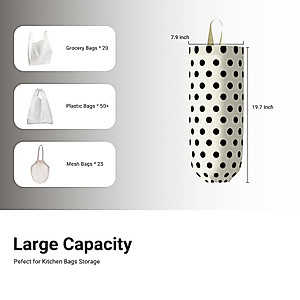 Melovinho Plastic Bag Holder Grocery Bag Holder Wall Mount Reusable Trash Bag Organizer for Home Kitchen Pantry Decor,1 Pcs (White)