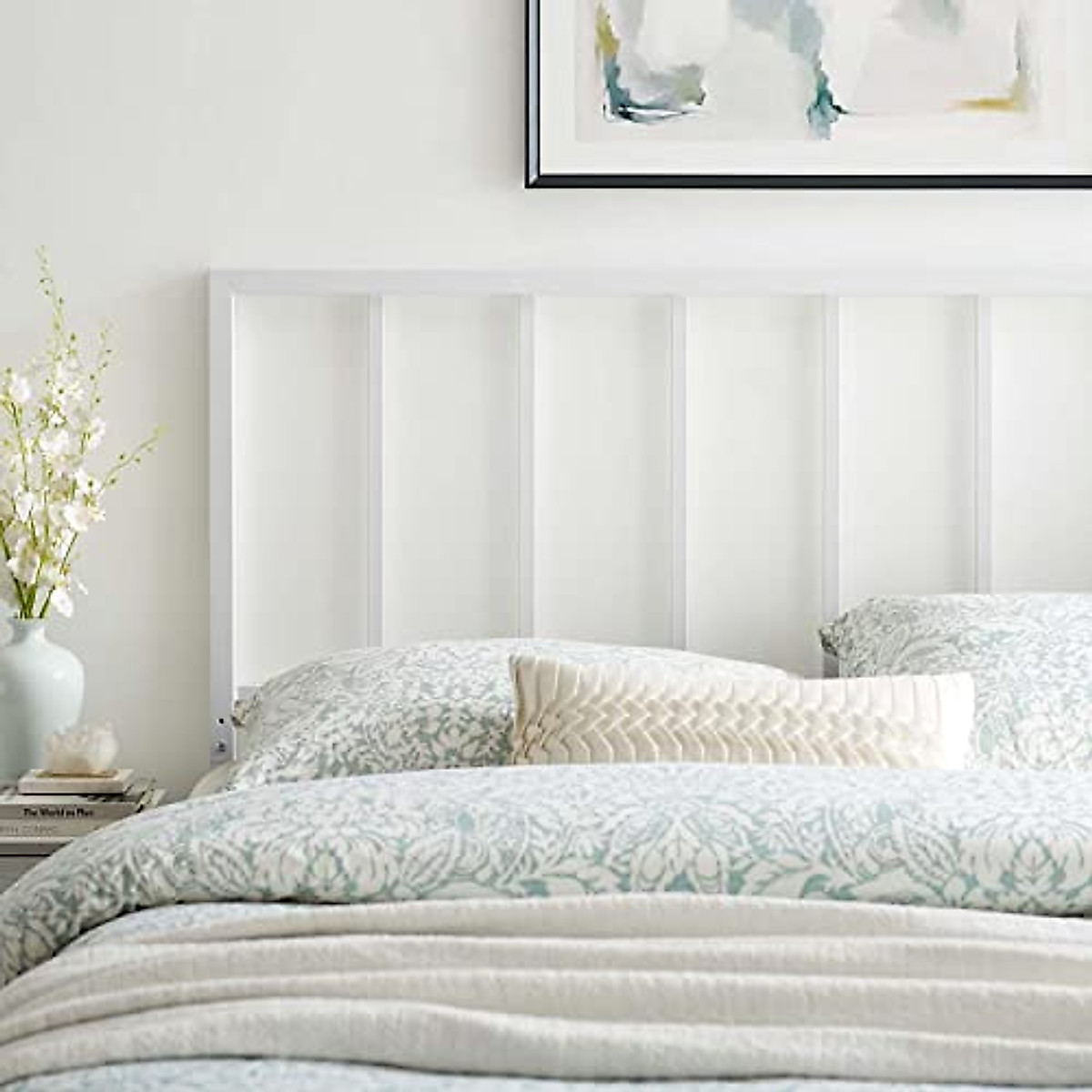 Modway Tatum Modern Farmhouse Metal Queen Headboard in White