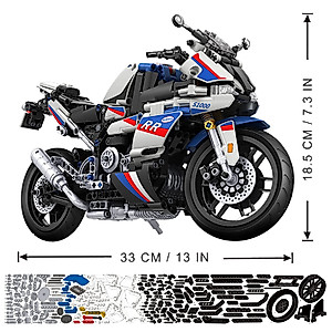 WINNER SPACE 1/6 Racing Motorcycle Toy Building Blocks Kit,Stem Bricks Sets,Toys for Boys & Adults,Build A Model Motorcycle,Suspension (819 Pieces)