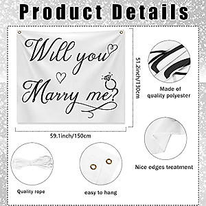 Will You Marry Me Tapestry Marry Me Sign Will You Marry Me Banner Wall Hanging Hand Lettering Engagement Decorations for Wedding Proposal Party Decor Bedroom Living Room Wall Backdrop 59.1 x 51.2 Inch