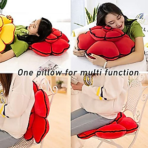 Martha Lia Flower Throw Pillow for Friends-3D Rose Flower Decorative Pillow,Round Decor Pillow-Flower Home Decorations-Couch & Bed Flower-Shaped Pillow,Red,20 Inches