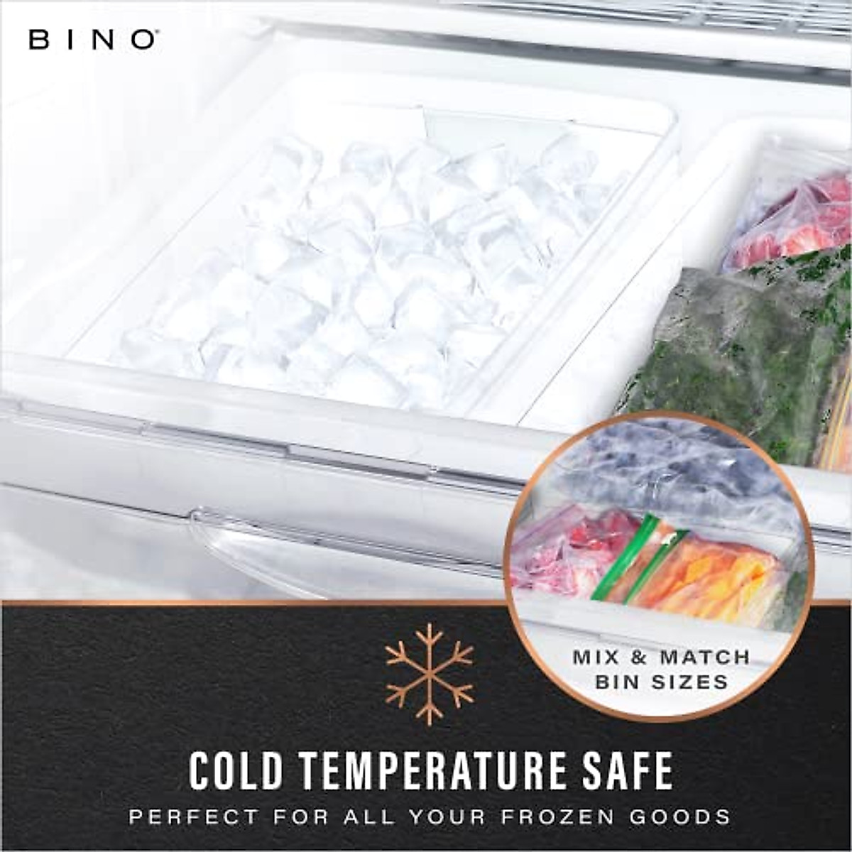 BINO | Plastic Storage Bins, X-Small - 5 Pack | THE LUCID COLLECTION | Multi-Use Built-In Handles BPA-Free Clear Storage Containers | Fridge Organizer | Pantry & Home Organization
