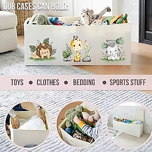 Kids Toy Storage Organizer Bin Box with Handles Large Capacity for Bedroom Playroom, Foldable Storage Box for Toys, Organizer for Stuffed Animals Dolls, Balls (Beige)