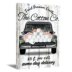 Bathroom Wall Art Farmhouse Wall Decor Funny Bathroom Quote Wall Art Vintage The Cotton Co Delivery Truck Sign Contemporary Matte Prints Home Decor for Restroom Toilet Bathroom 16x24inch No Frame