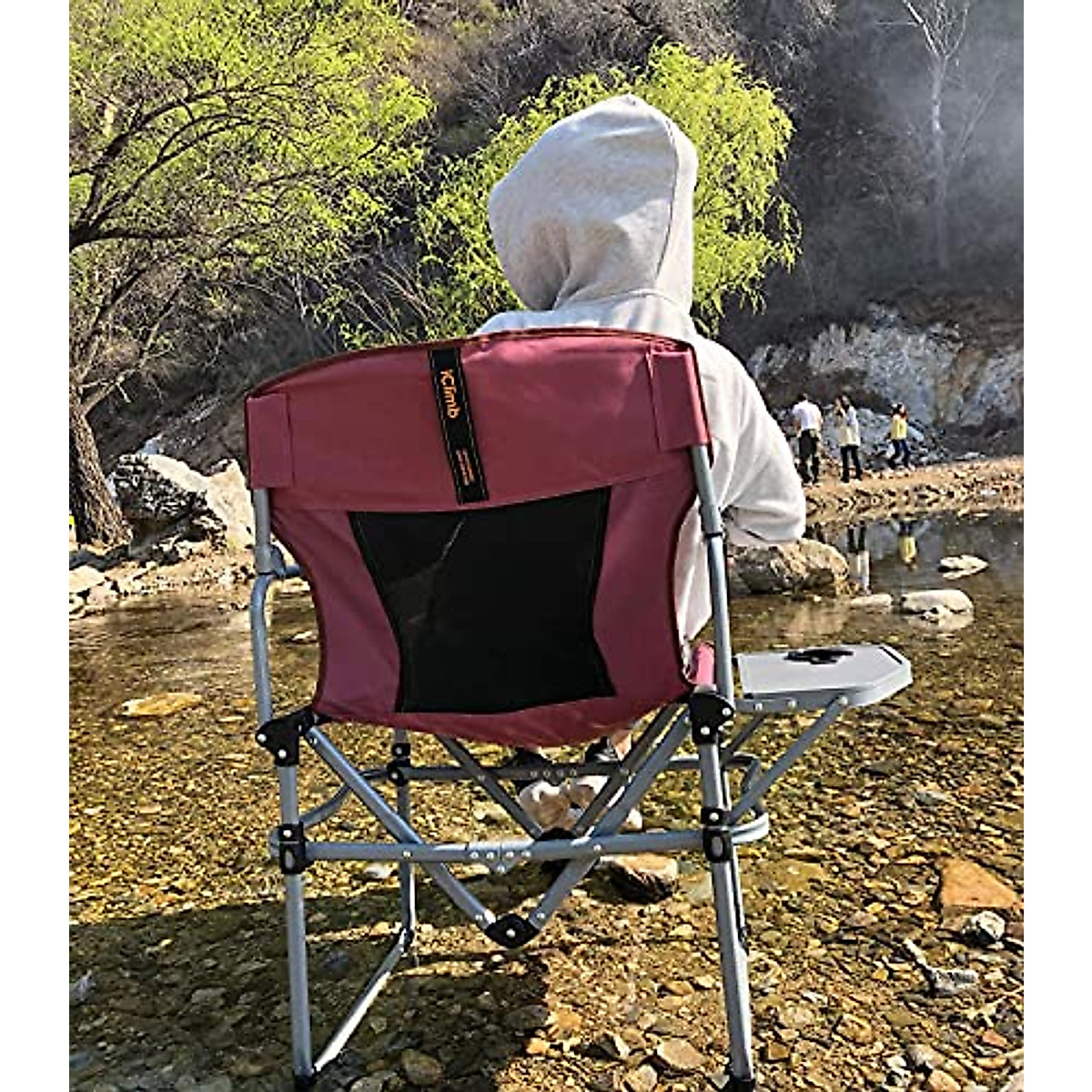 iClimb 1 Padded Rocking Folding Chair and 1 Heavy Duty Compact Folding Chair and 1 Folding Square Table Bundle for Two Person Camping Patio Porch Backyard Lawn Garden Balcony Indoor Outdoor