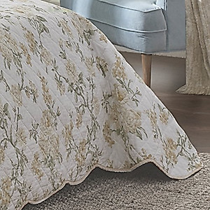 Nostalgia Home Juliette Yellow Floral King Bedspread, White
