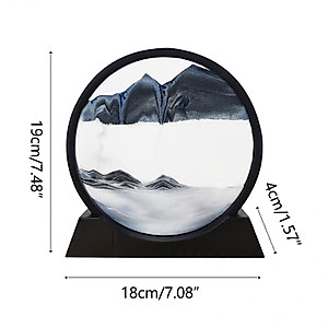 SUMDUINO Sand Art Liquid Motion, Mobile Hourglass 3D Sand Art Natural Landscape, 7 Inch Round Quicksand Painting Living Room Desktop Home Indoor Decoration (Pink)