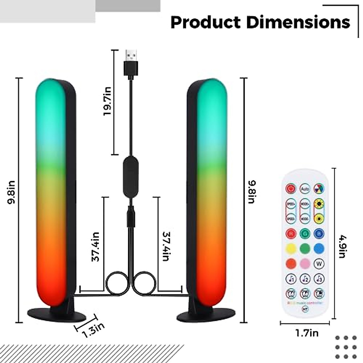 Joyoolife Smart LED Light Bars, 16 Million Colors RGB Light Bars with 9 Scene Modes & Music Sync Modes, TV LED Backlights with APP Control & Remote Control for Gaming, Movie, PC, Room Decoration