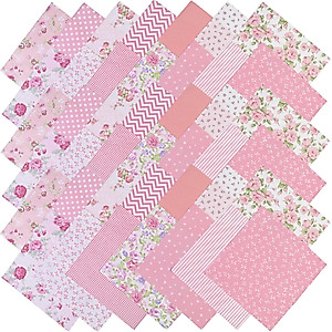 Nodsaw Layer Cake Fabric for Quilting 10 inch, Precut Fabrics Square 10x10 inch for Quilting, Print Pink Cotton Quilt Fabric Squares Bundles for Sewing DIY Patchwork Craft(42Pcs)
