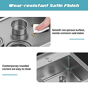 AUPOPP Utility Sink, Stainless Steel Outdoor Sink for Laundry Bar Restaurant, Free Standing Commercial Sink Portable Kitchen Sink Station with Pull-out Faucet, Cold/Hot Water for Farmhouse, Garage