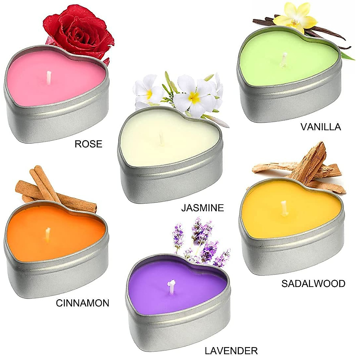 DEYBBY Large Heart Shaped Scented Tea Lights Candles, Smokeless Soywax —6 Hours Long Burning Lavender Purple Aromatherapy Candles for Relaxation, Spa and Bath (Pack of 6)