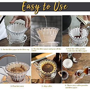 1-4 Cup Coffee Filters White Paper,Coffee Makers and Drip Coffee Pots Junior Basket Style, Chlorine Free Coffee Filter,50 Count