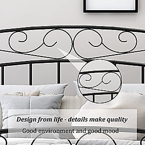 Beautiplove Queen Size Sturdy Metal Canopy Bed Frame with Headboard and Footboard,Easy Assembly,Black