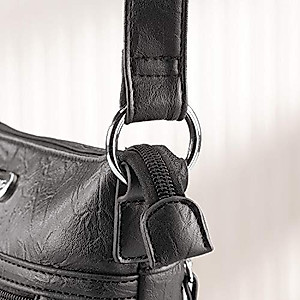 Fox Valley Traders B.Amici Francesca RFID Lockport Crossbody Bag, RFID Lining, Adjustable Straps, Black