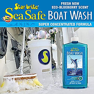 STAR BRITE Sea Safe Boat Wash - Super Concentrated - Instantly Remove Dirt, Grime, Salt Deposits & More Without Removing Wax or Polish 32 Oz (089732PW)